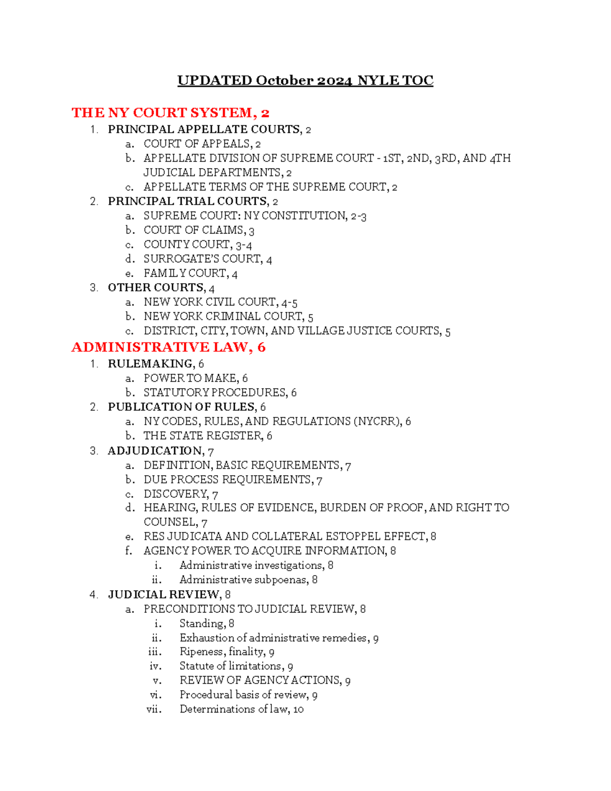 NYLE Outline: Overview of the NY Court System and Legal Procedures ...
