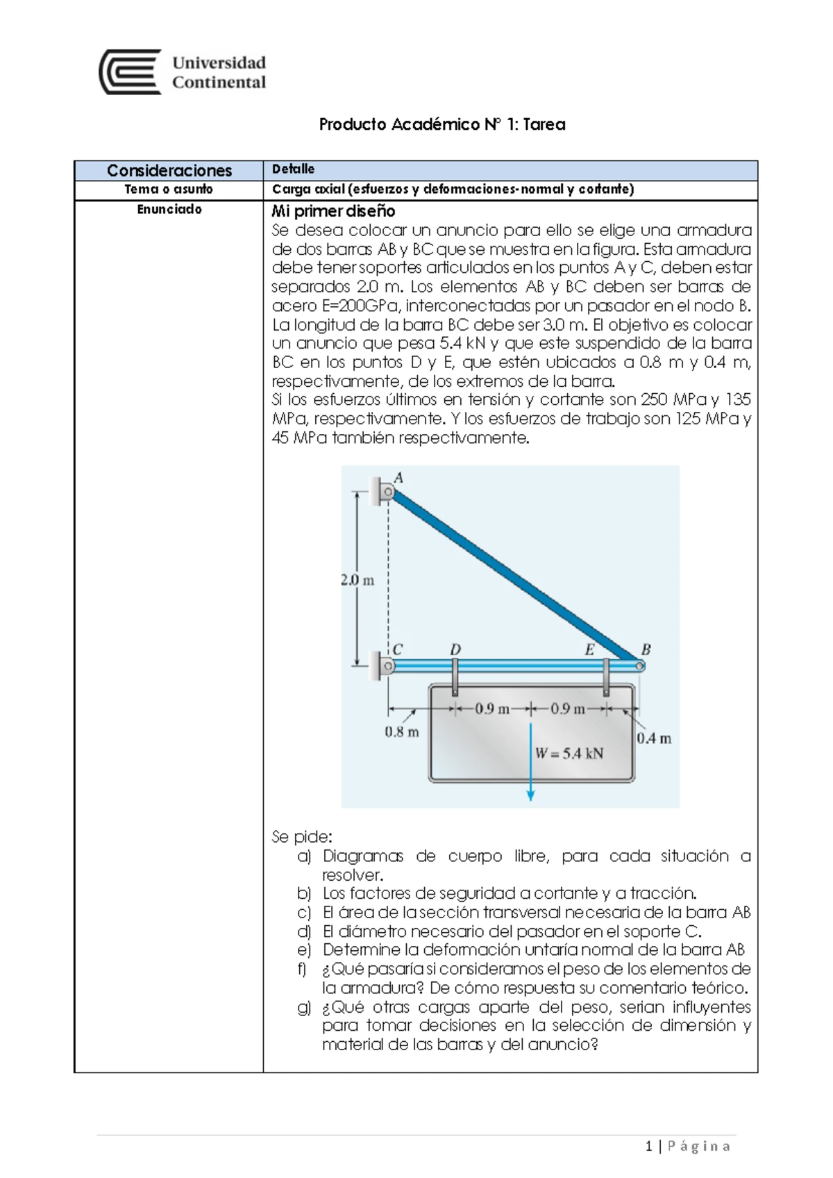Resistencia de materiales: Semana 2 - Trabajo práctico de equilibrio ...