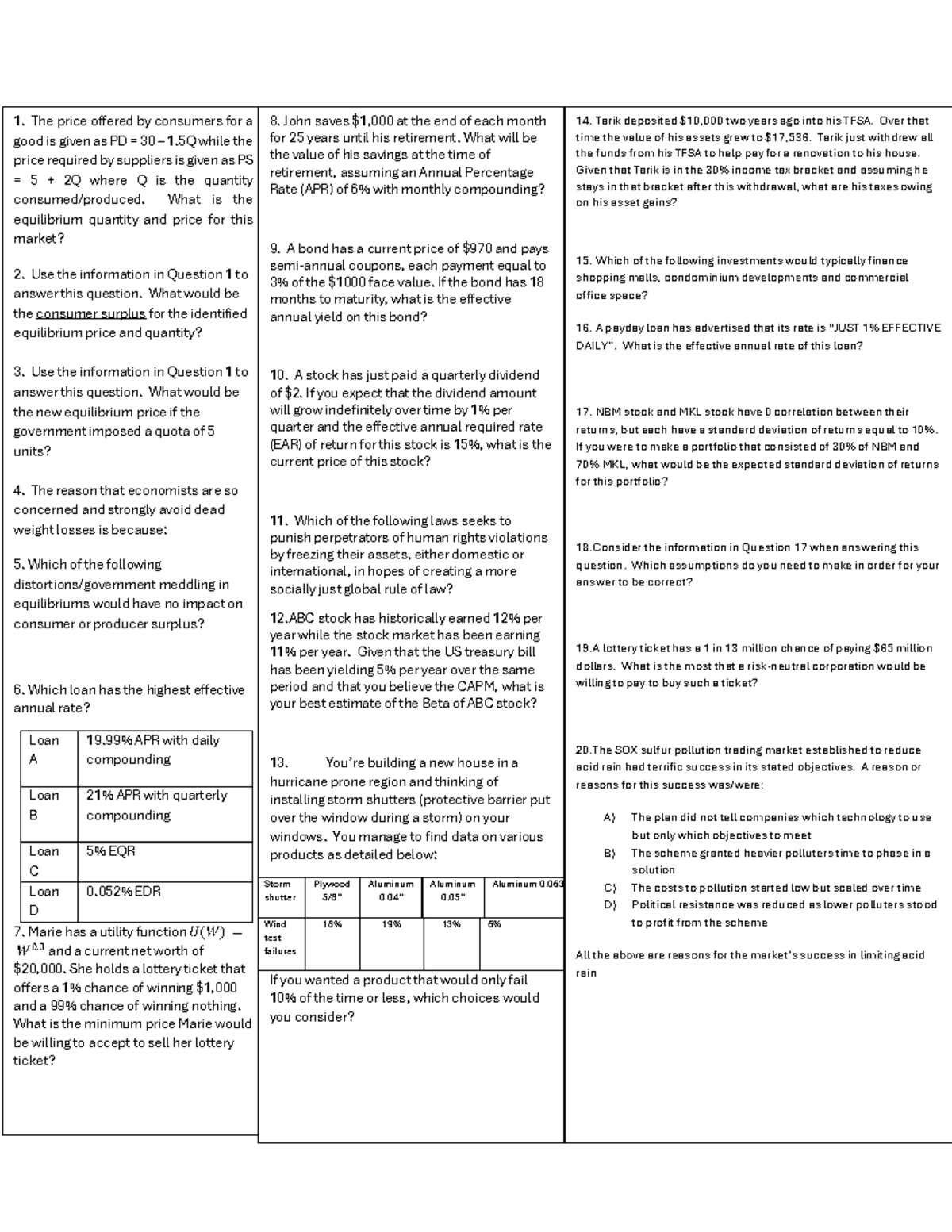 Cheatsheet for Economics Concepts and Equilibrium Analysis - Studocu