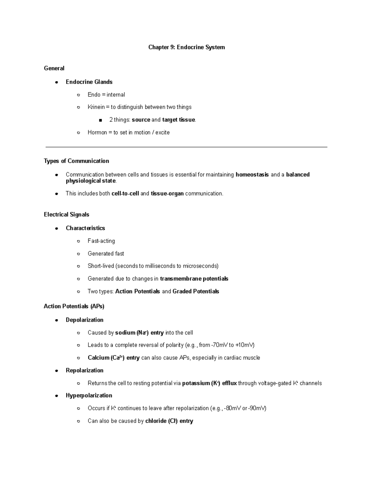 Chapter 9: Endocrine System Overview and Key Hormonal Functions ...