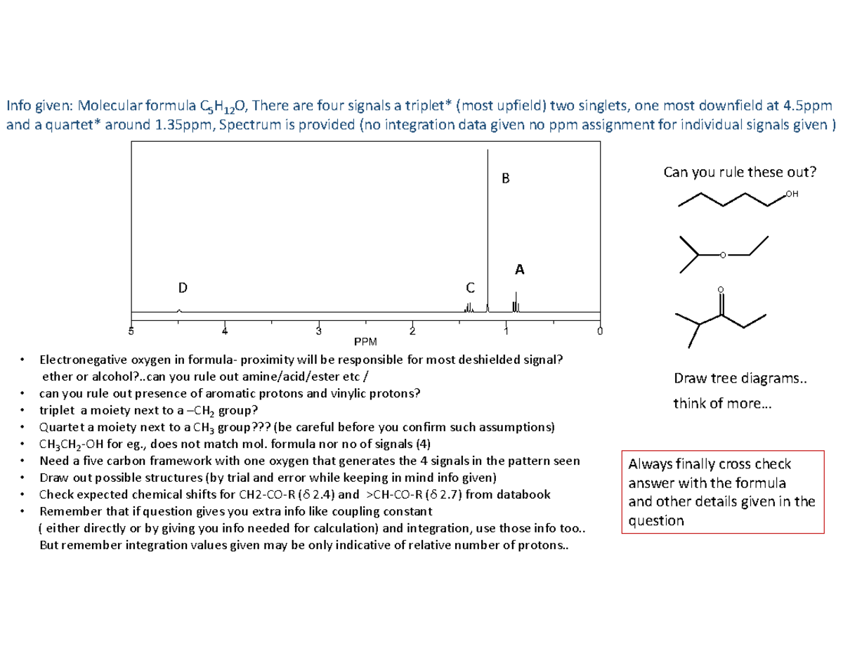 NMR in class tutorial with answers - CM1021 - NTU - Studocu