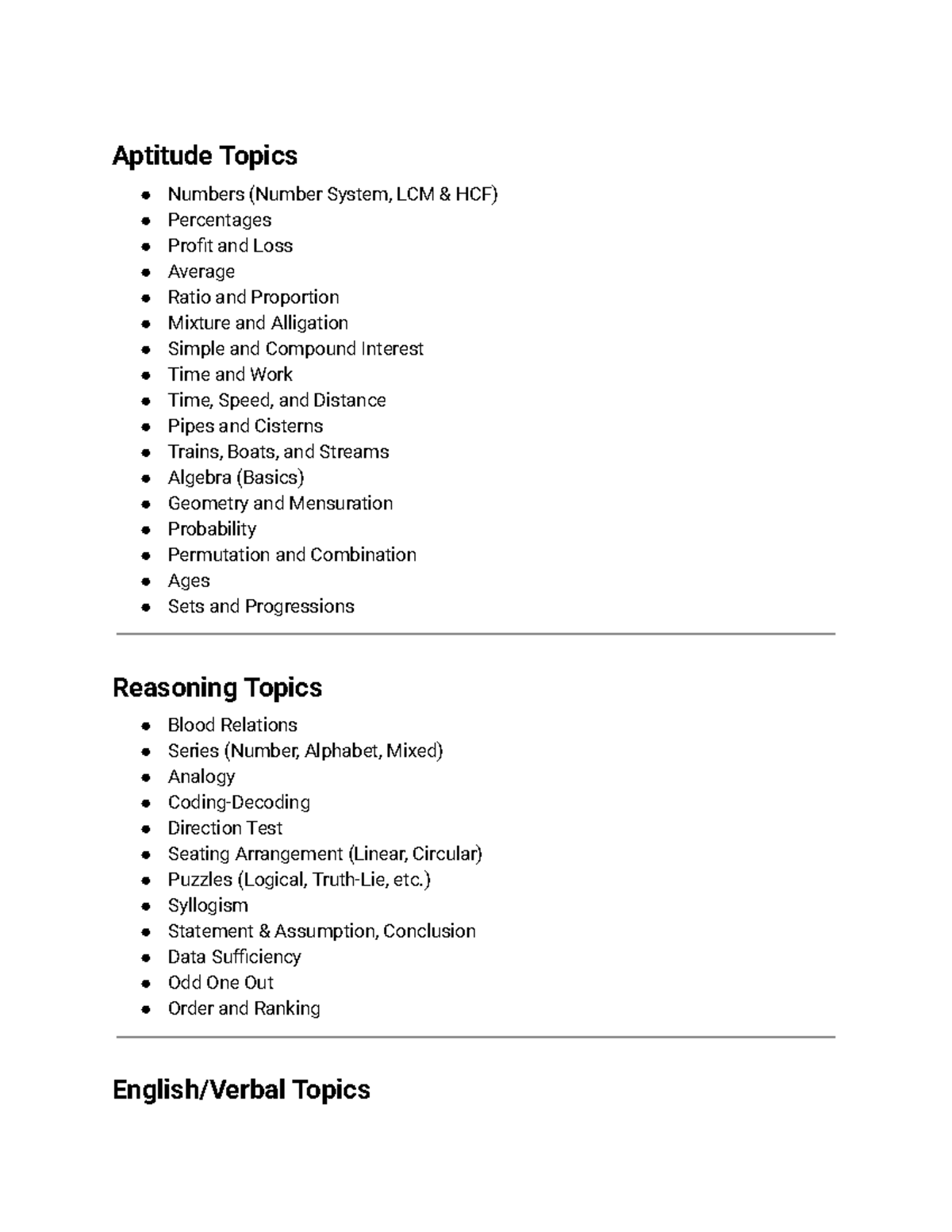 Apti+reas+eng - Comprehensive Aptitude & Reasoning Topics - Studocu