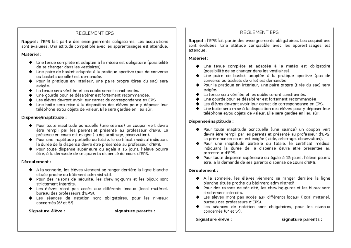Reglement EPS - règlement EPS - REGLEMENT EPS Rappel : l’EPS fait ...
