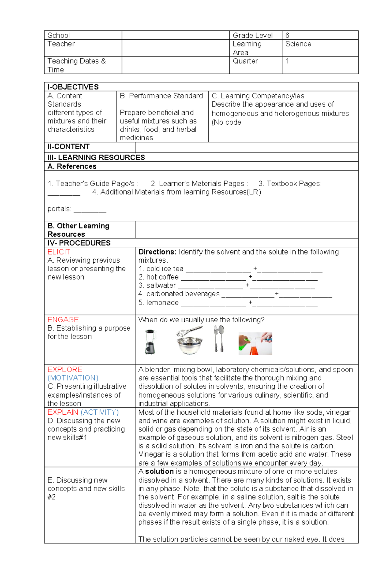 Separating Mixtures - DLL SCIENCE 6: Understanding Solutions and Their ...