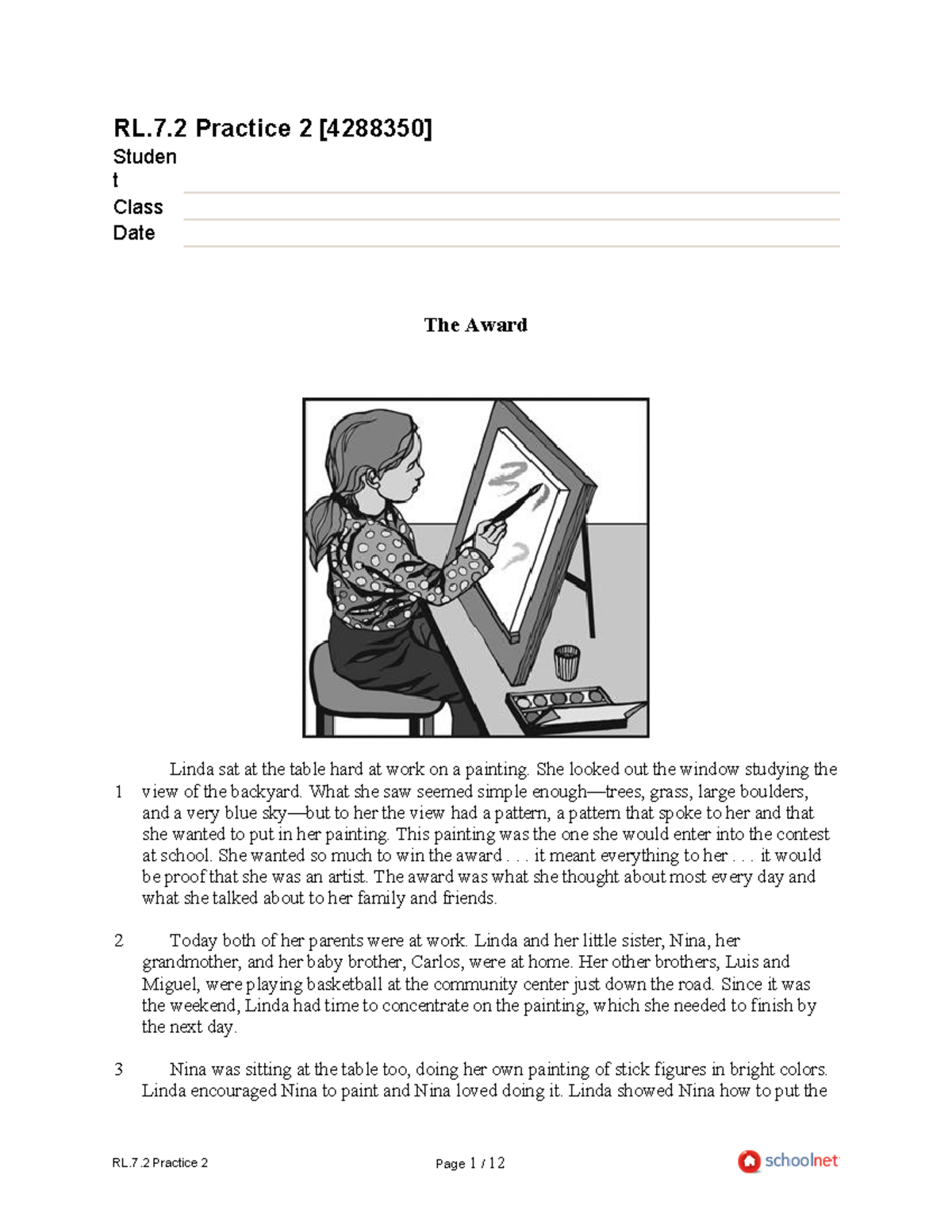 RL.7.2 Practice 2: Exploring themes of art and family in literature ...