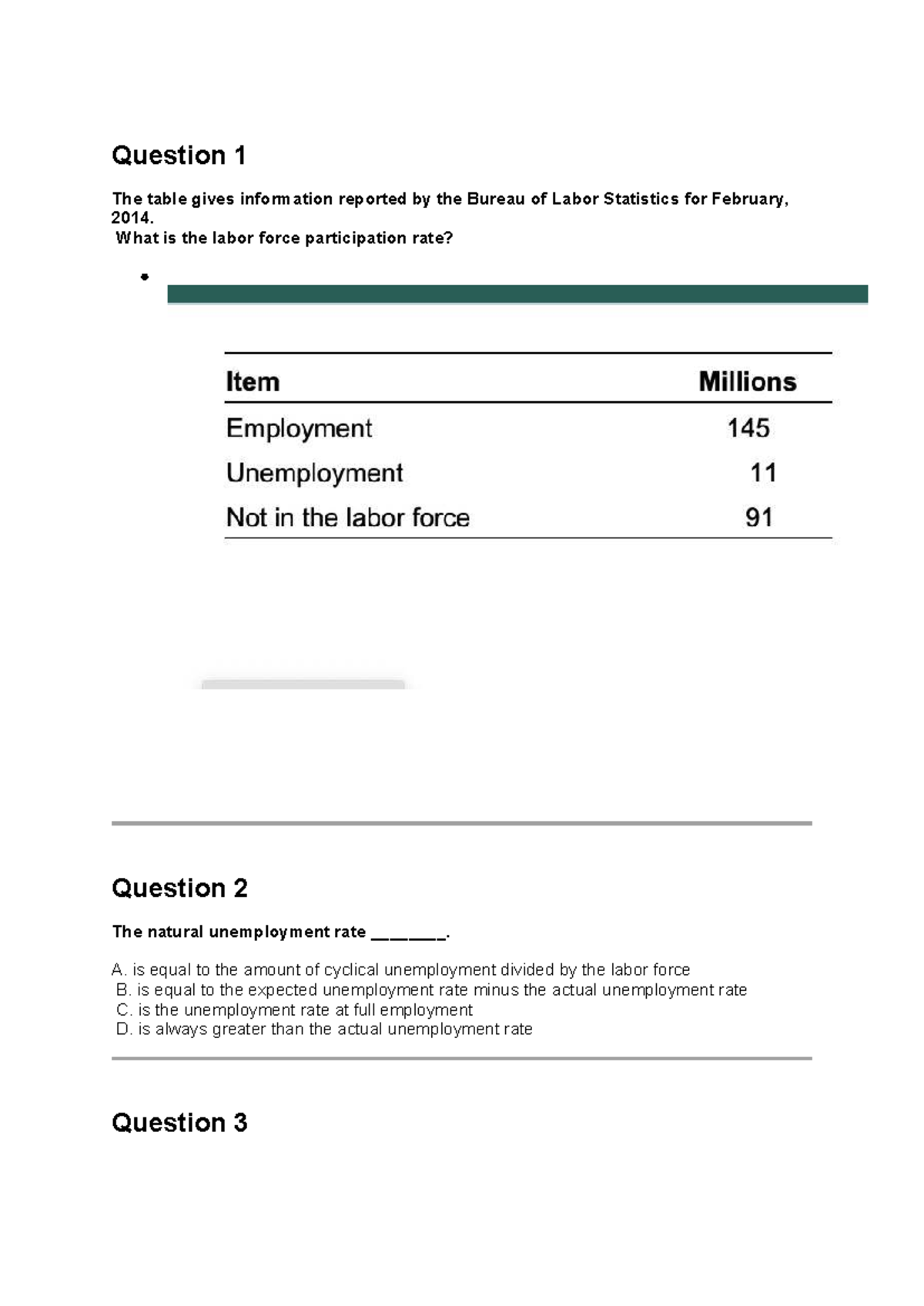 Labor Market Analysis Practice Questions (Course Code: 6) - Studocu