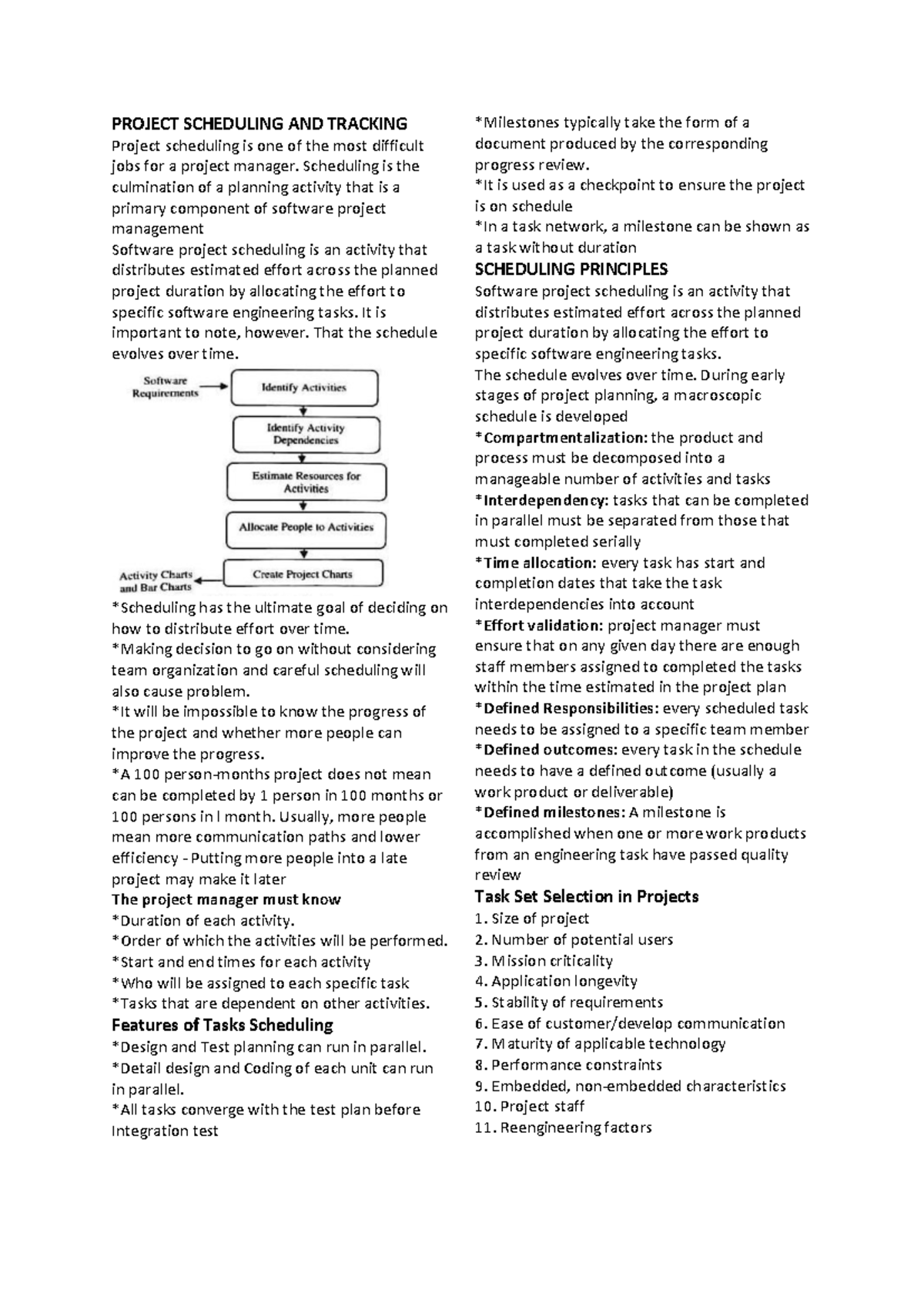 SEPM Short Note Module 6 - PROJECT SCHEDULING AND TRACKING Project scheduling is one of the most ...