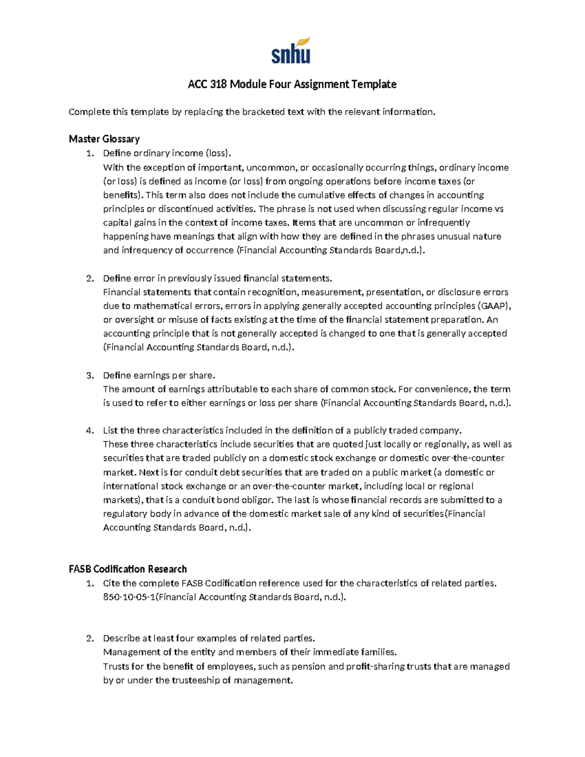ACC 318 Module Four Assignment Template - ACC 318 Module Four ...