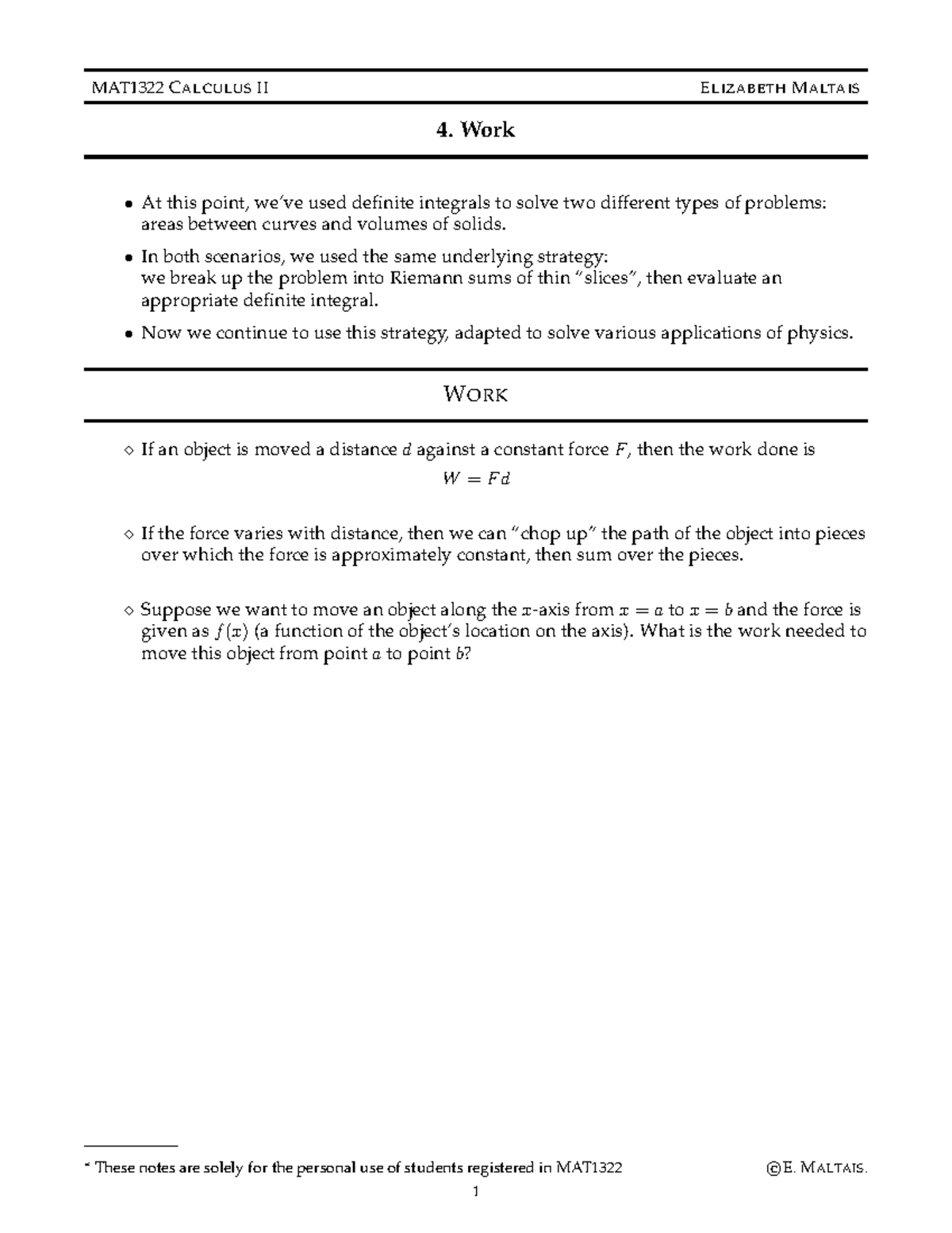 MAT1322 Calculus II: Work and Applications Study Guide - Studocu