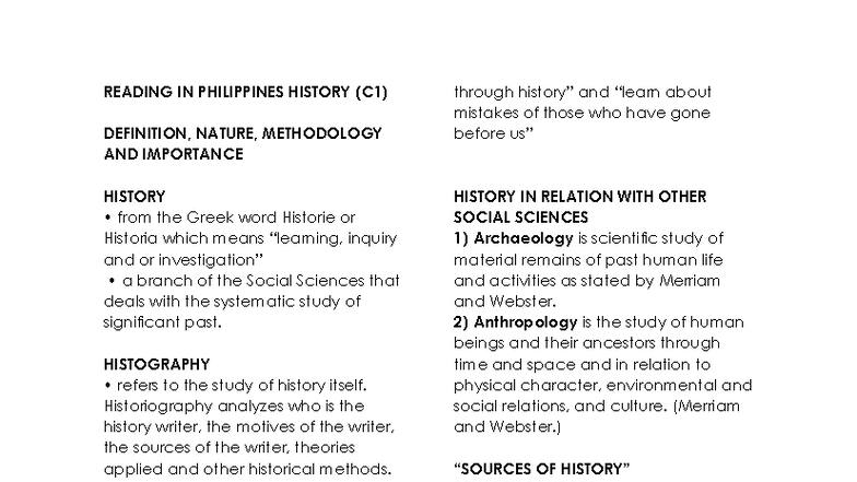 Chapter 1: Understanding History - Definition, Nature, and Importance ...