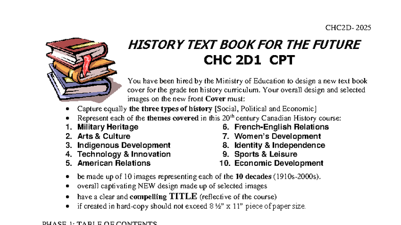 2025 CHC 2D1 Grade 10 History Textbook Design Project - Studocu
