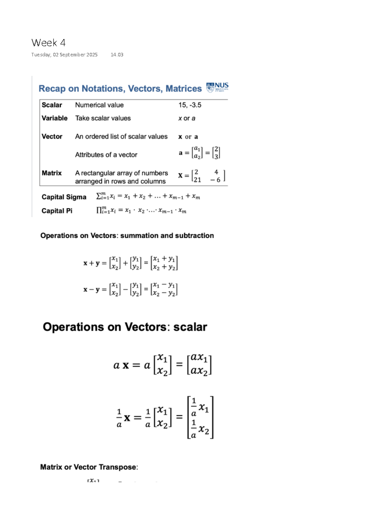 EE2211 Week 4 Notes: Minors, Cofactors, and Linear Systems - Studocu