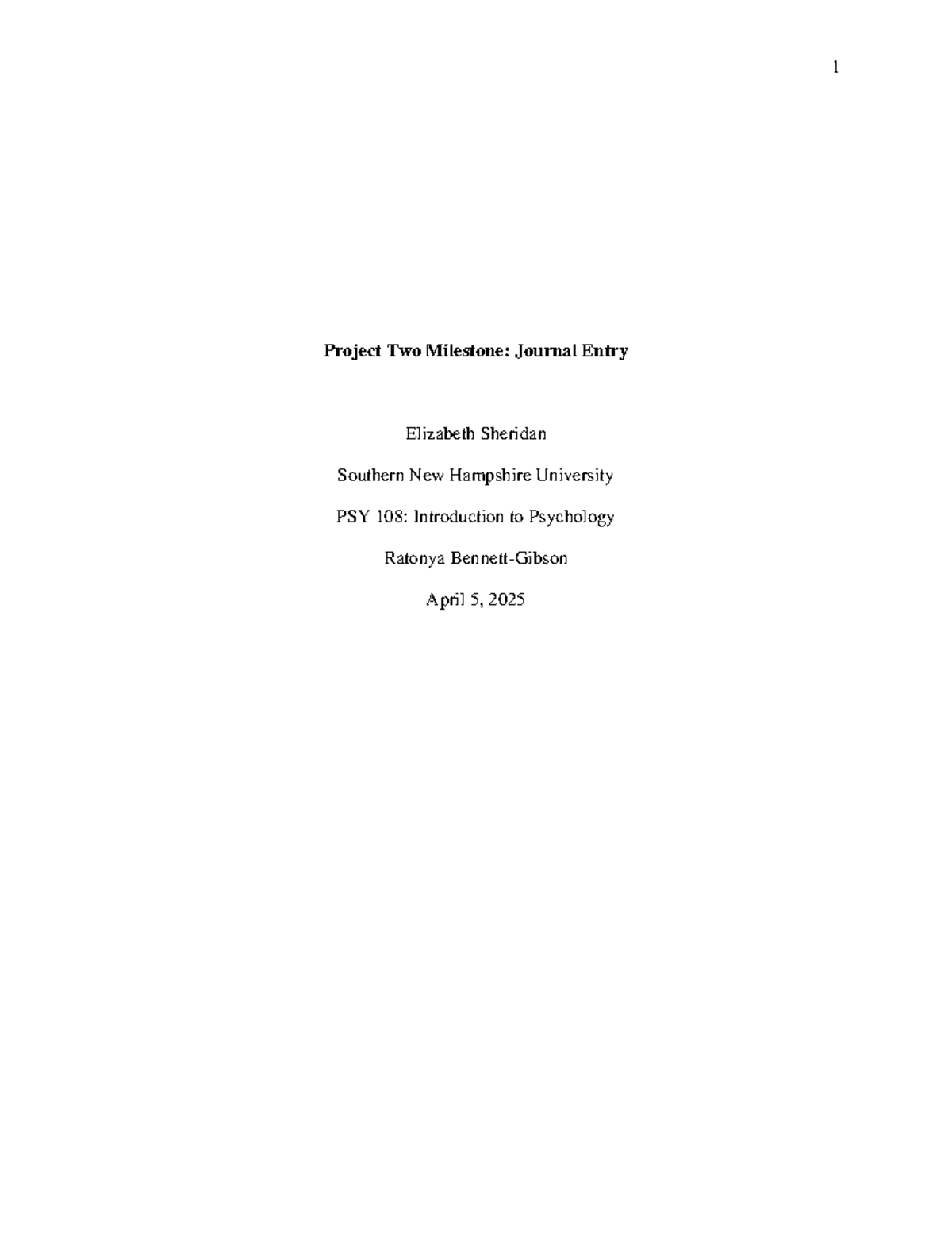 PSY 108 Project Two Milestone: Journal Entry on Procrastination ...