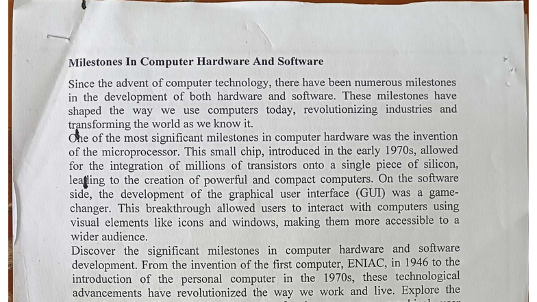 Milestones in Computer Hardware & Software Evolution: A Study Guide ...