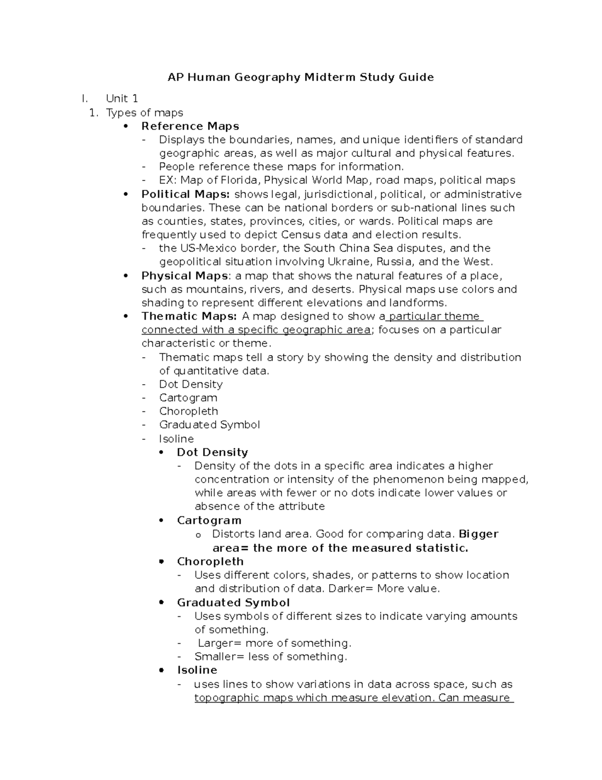 AP Human Geography Midterm Study Guide: Key Concepts and Themes - Studocu