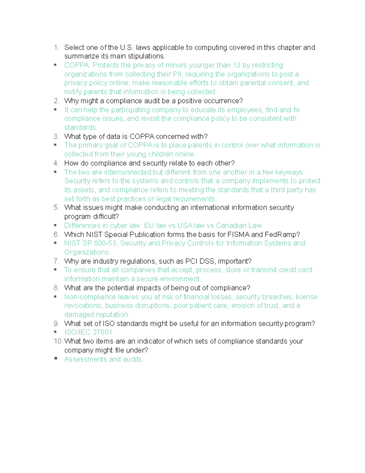 CMP 101: Overview of Compliance Laws and Regulations in Computing - Studocu