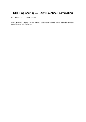Engineering - Grade: 11 - Queensland Certificate of Education - Studocu