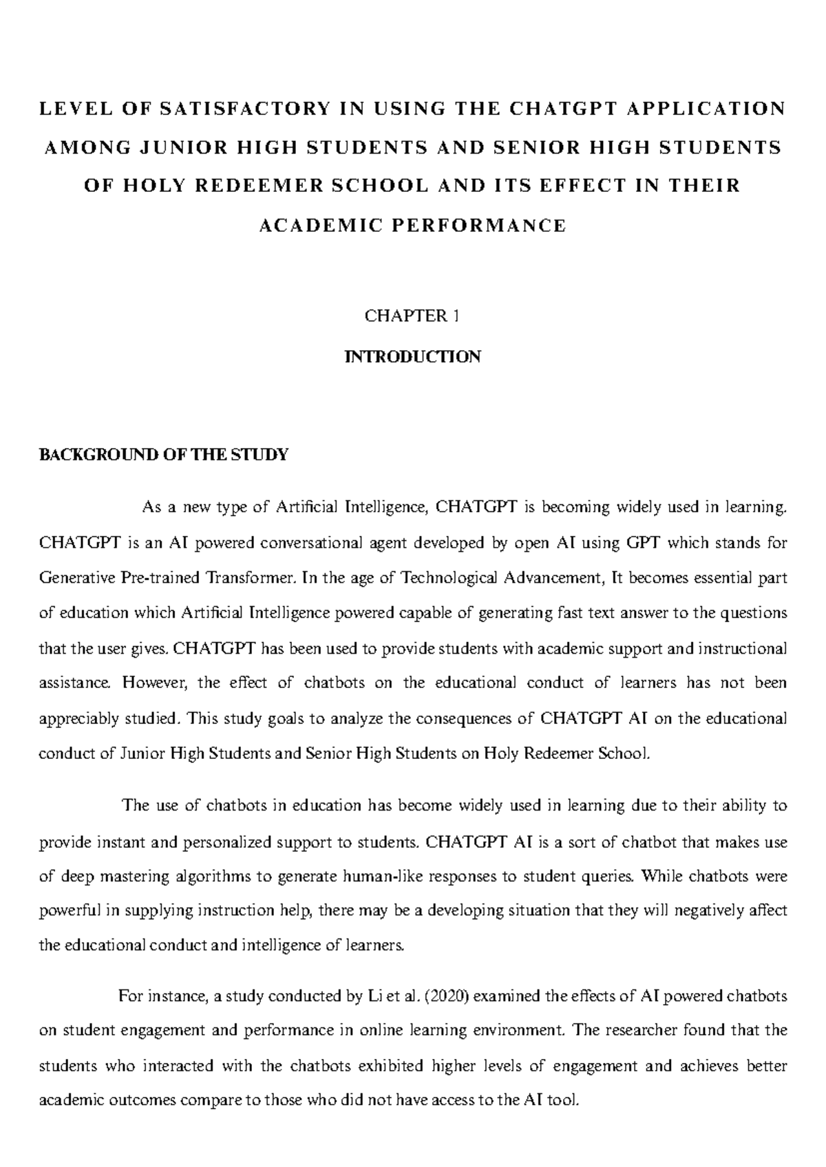 Satisfaction Levels of CHATGPT AI in Academic Performance: A Study for ...