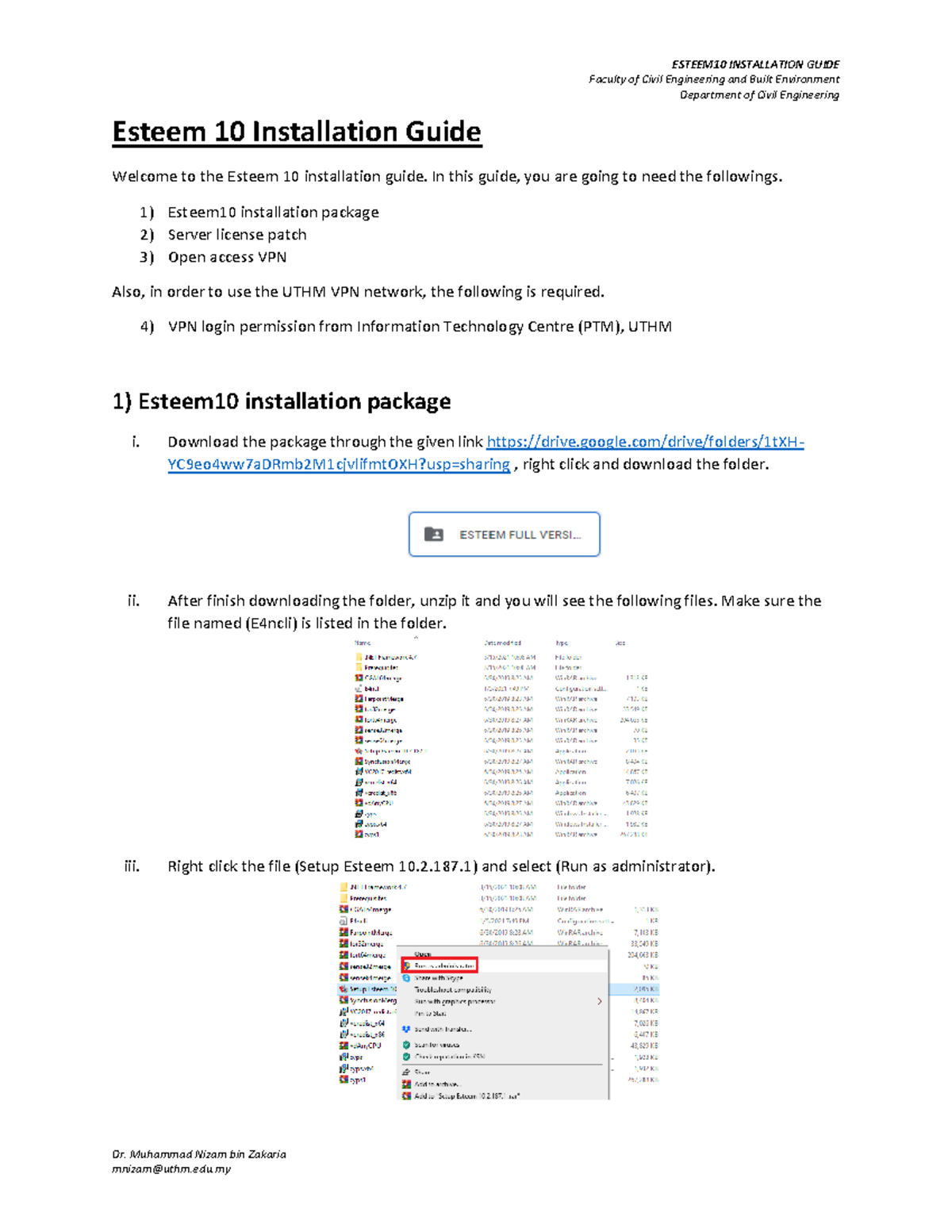 Esteem 10 Installation Guide & VPN Setup for UTHM Users - Studocu
