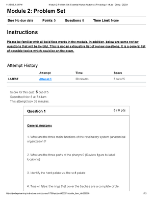 Anatomy and Physiology I Lab Exam 2 - Anatomy and Physiology I (BIOD 151) LAB 2 Exam ...