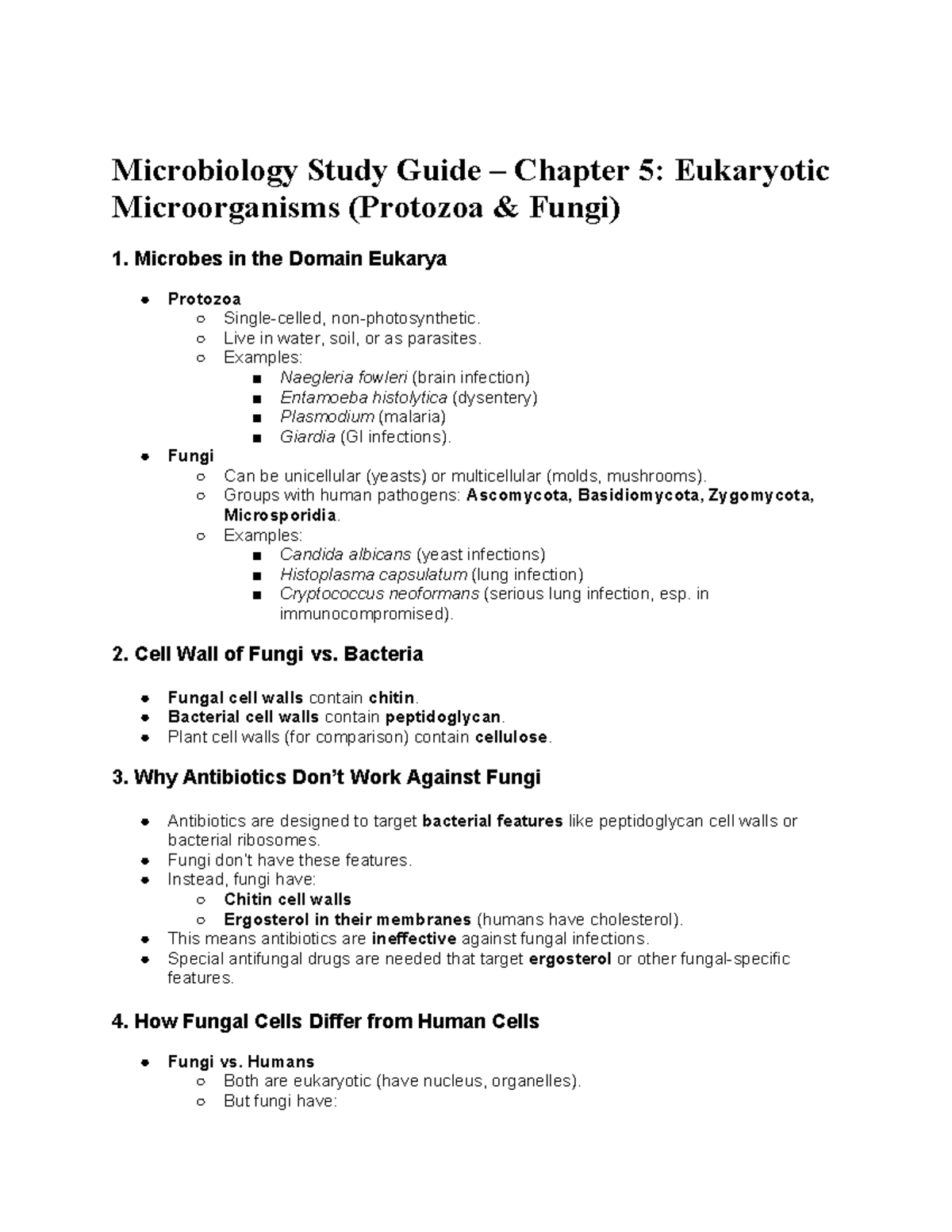 Microbiology Study Guide: Chapter 5 - Eukaryotic Microorganisms - Studocu