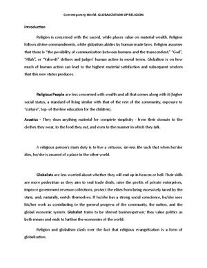Globalization of Religion - Chapter 9: Globalization of Religion ...