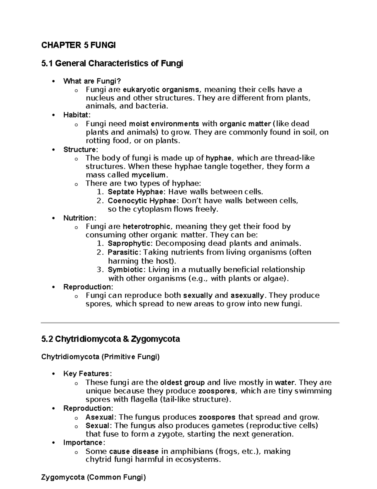BIO320 Chapter 5-7: Fungi, Plantae, and Animalia Overview - Studocu