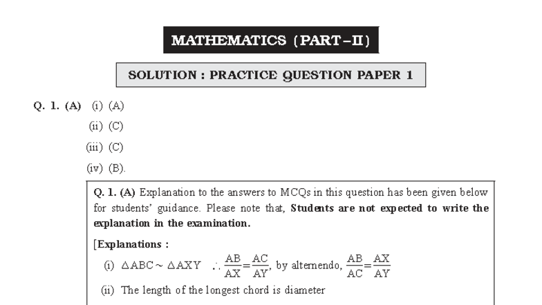 NAVNEET PRACTICE PAPERS: STD. X MATHEMATICS (PART II) SOLUTIONS - Studocu