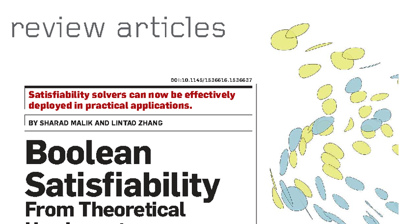 Review Articles 1536616.1536637: Boolean Satisfiability from Theory to ...