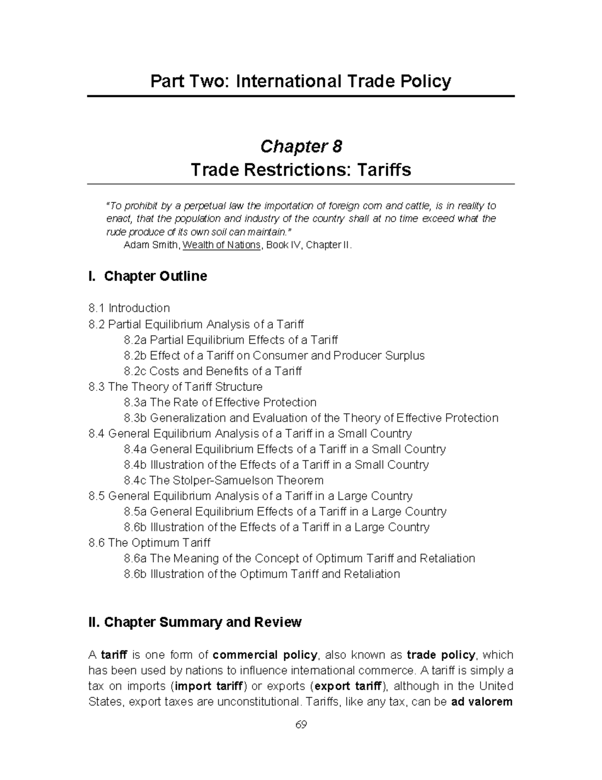 Salvatore Study Guide: International Trade Policy - Chapter 8 on ...