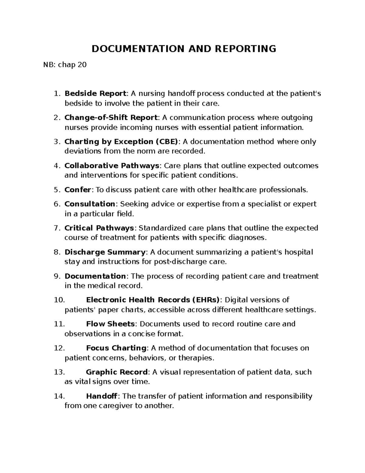 NURS 305: Guidelines for Effective Nursing Documentation and Reporting ...