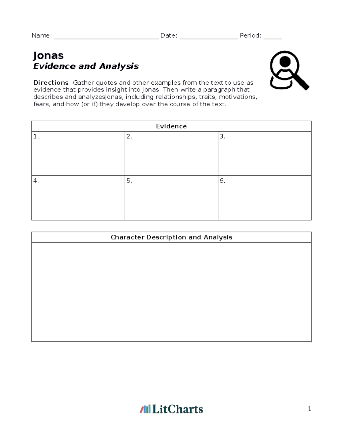 Character Analysis Organizers for The Giver (ENG 101) - Studocu