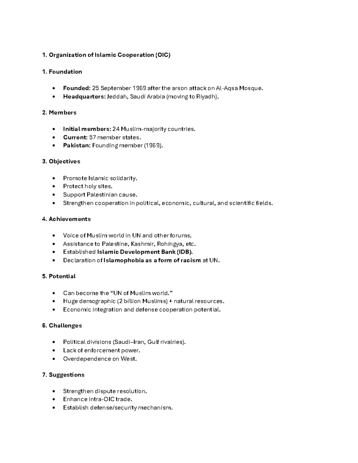 OIC, NATO, WTO, SCO, BRICS & ECO: Exam Prep Notes - Studocu