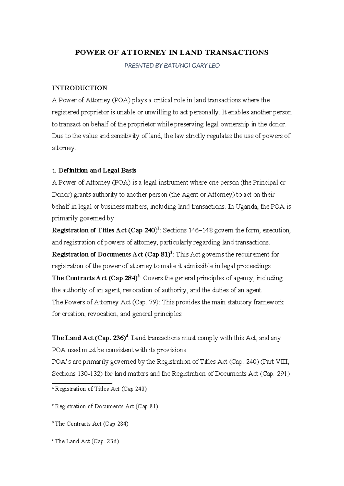 Power of Attorney in Land Transactions: Legal Framework & Risks (UGA ...