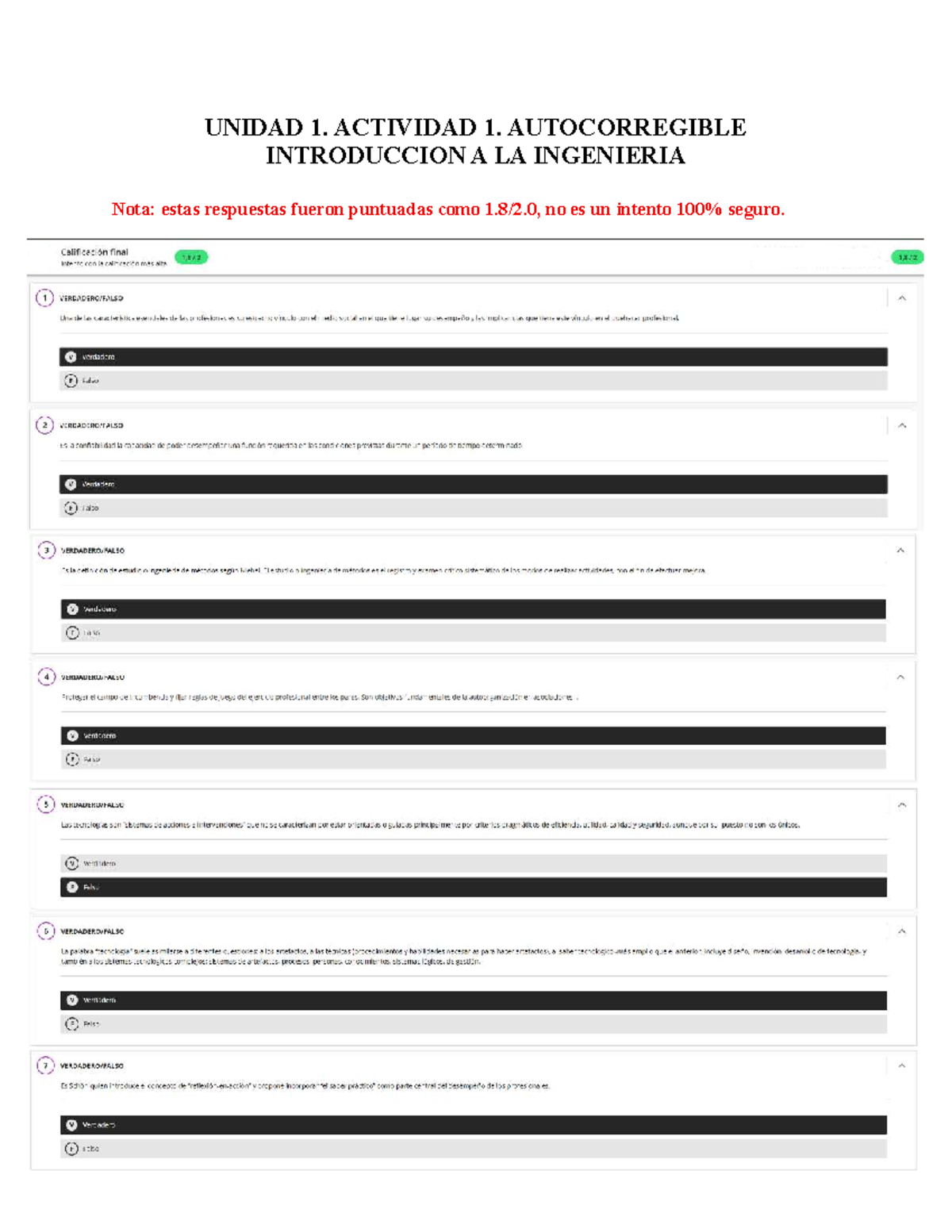 Unidad 1 Actividad 1 Autocorregible - Introducción a la ingeniería ...