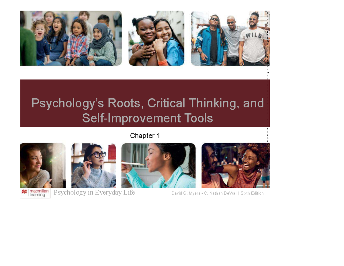PSY 110 Chapter 1: Introduction to Psychology and Its Applications ...