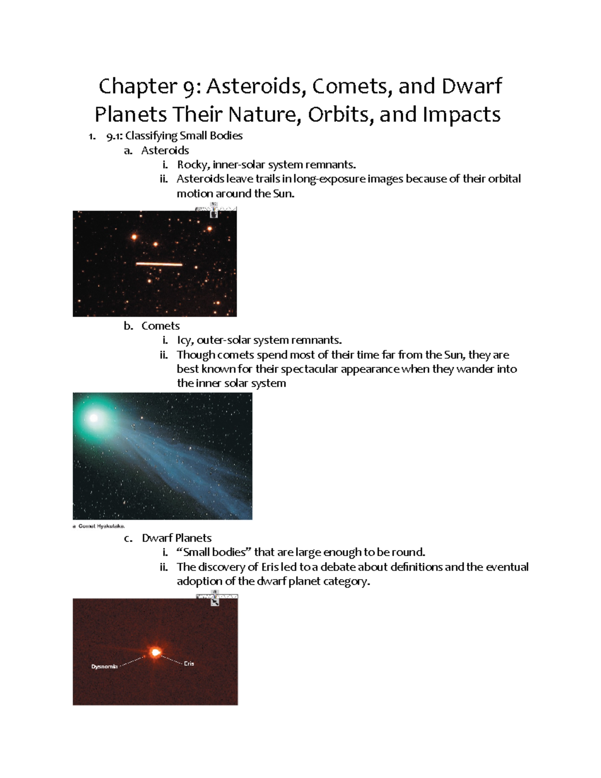 AST1110 - Lecture Notes on Chapter 9: Asteroids and Comets - Studocu