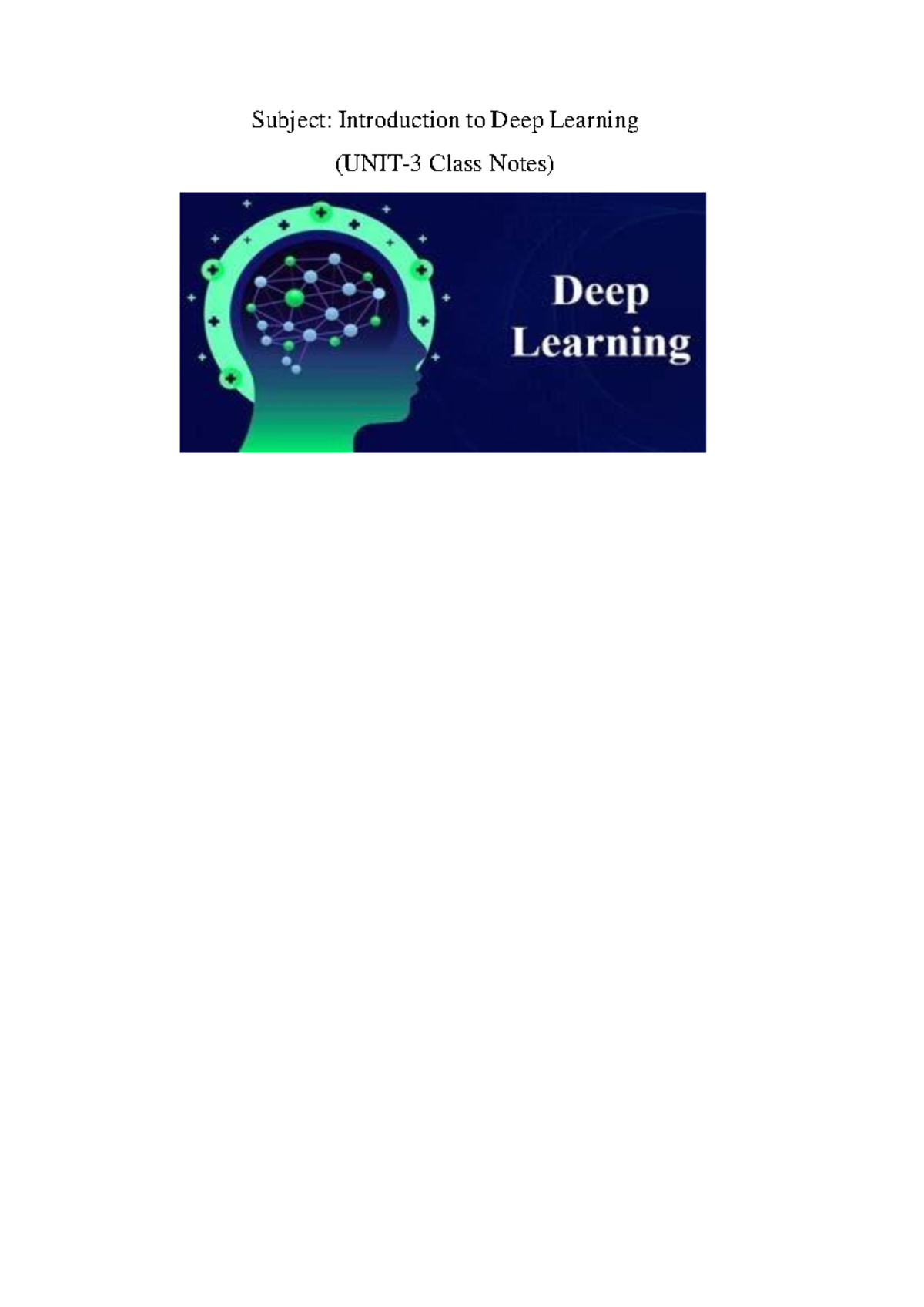 3rd Unit DL Final Class Notes - Subject: Introduction to Deep Learning ...