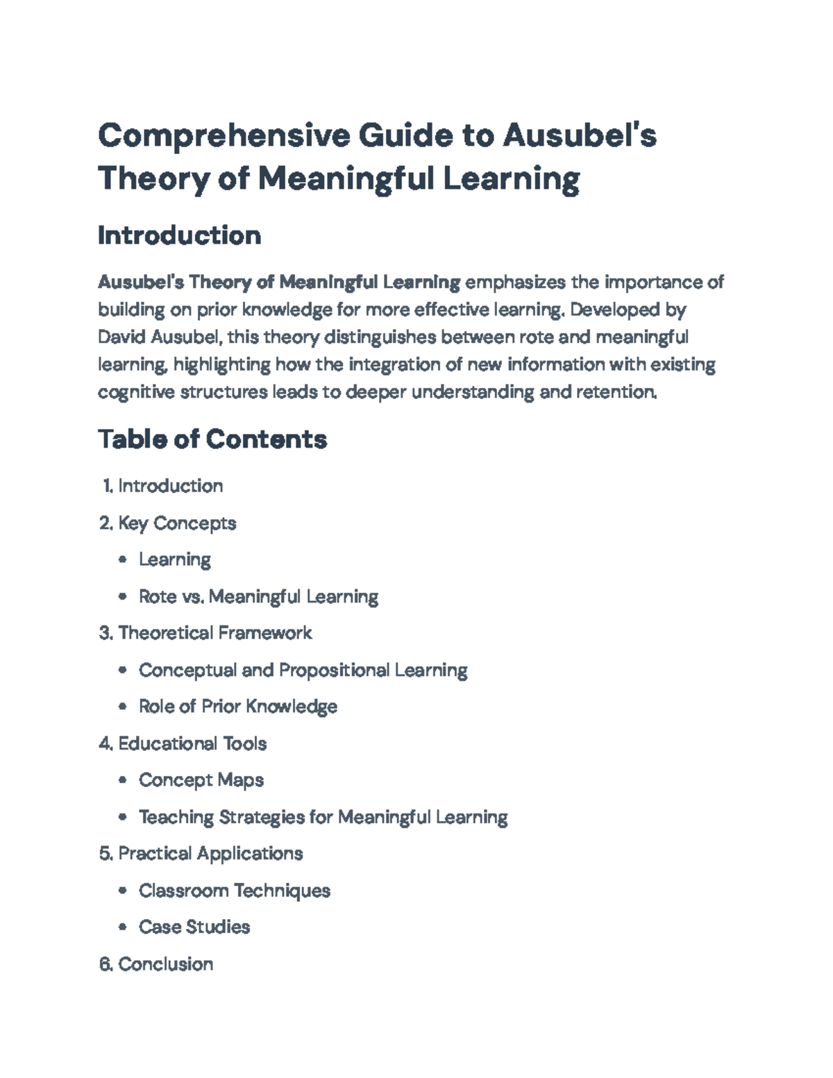 EDU 101: Ausubel's Theory of Meaningful Learning & its Applications ...