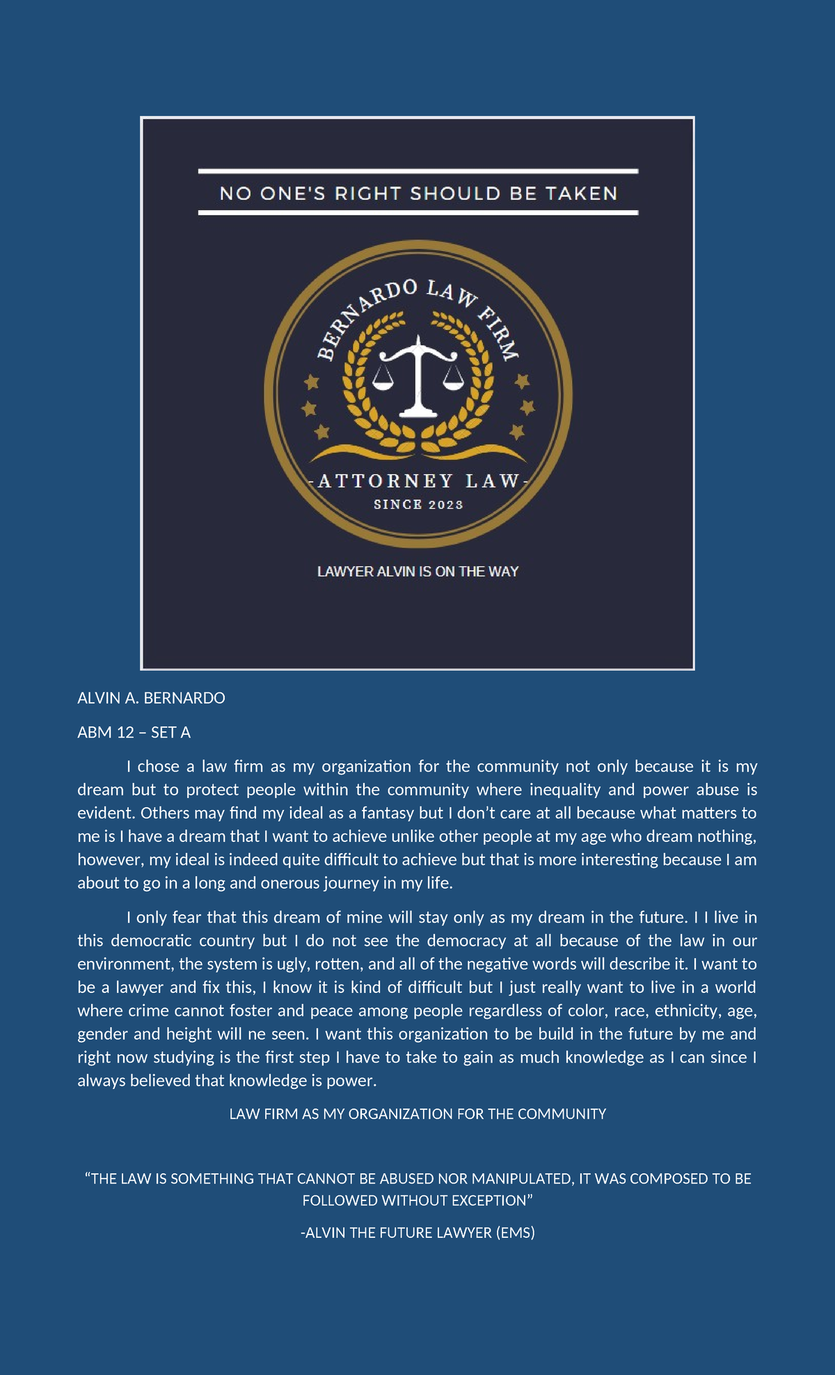 LOGO - just logo you logo logo - ALVIN A. BERNARDO ABM 12 – SET A I ...