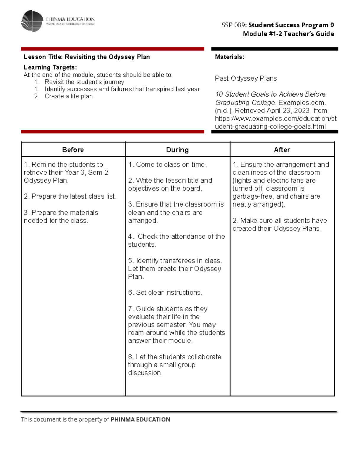 SSP 009: Student Success Program 9 Module Guide - Odyssey Plan Review - Studocu