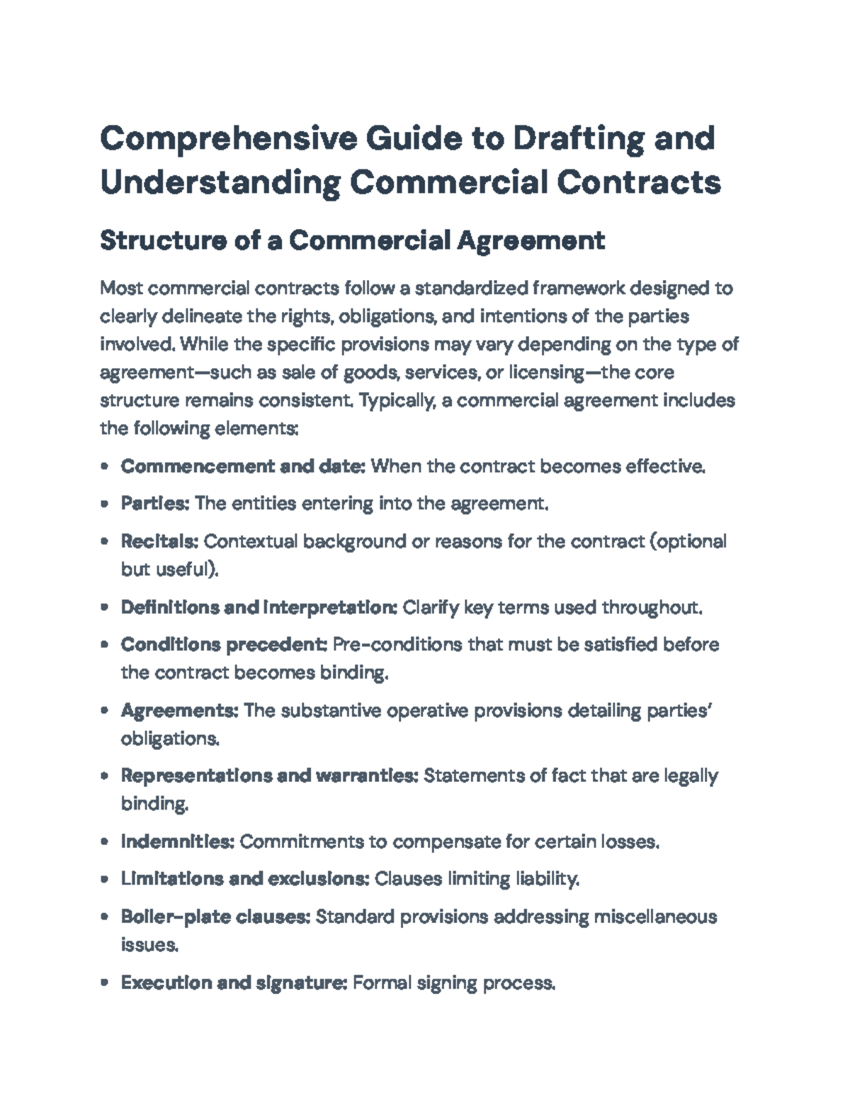 Comprehensive Guide to Drafting Commercial Contracts: Key Elements ...