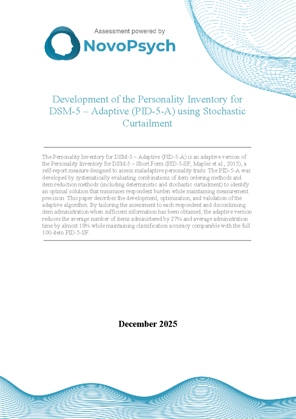 Development of the Adaptive Personality Inventory for DSM-5 (PID-5 ...