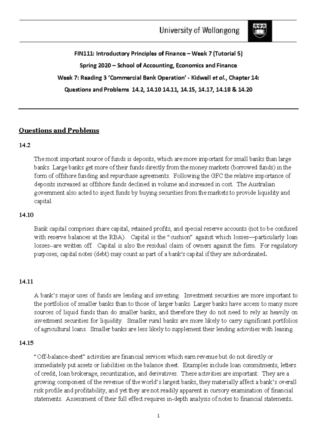 FIN111 Tutorial Solution week7 20S - Warning: TT: undefined function ...