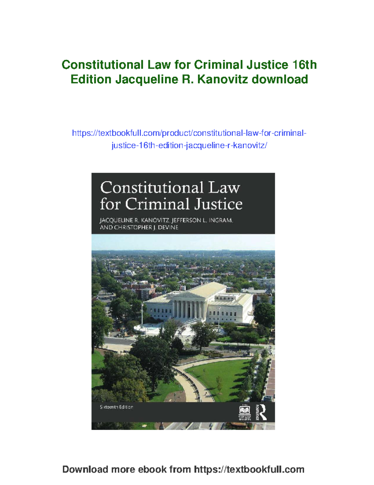 Constitutional Law for Criminal Justice 16th Edition: Key Concepts and ...