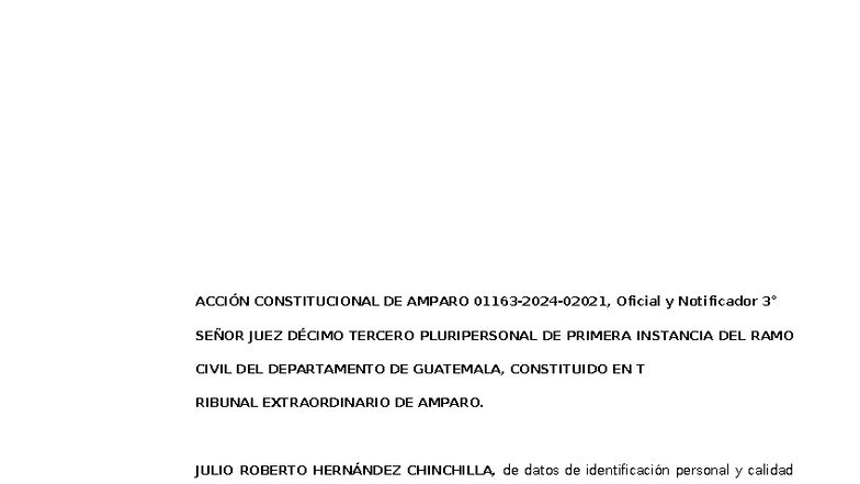ACC 2025: Acción Constitucional de Amparo - Memorial de Comparecencia - Studocu