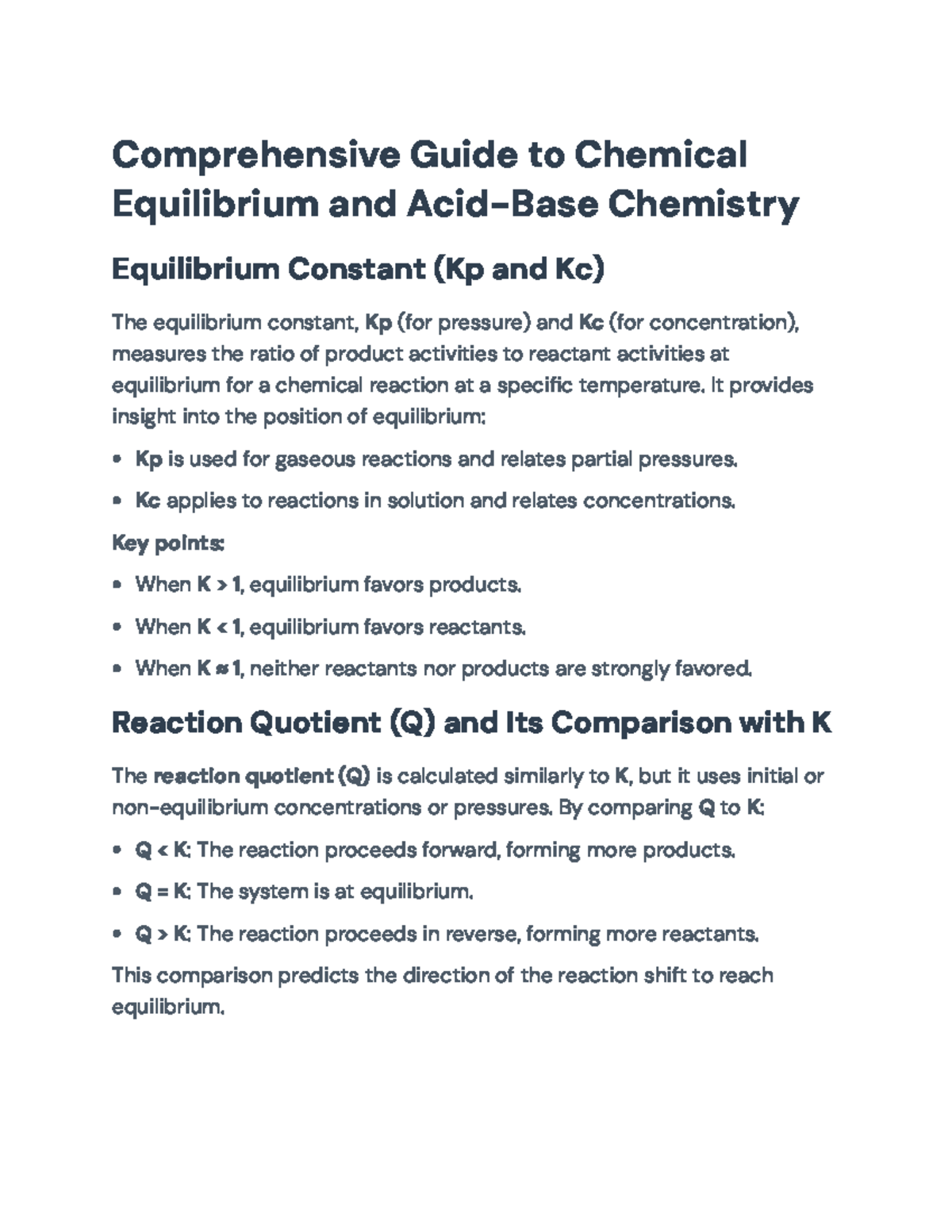 Comprehensive Guide to Chemical Equilibrium & Acid-Base Chemistry (CHEM ...