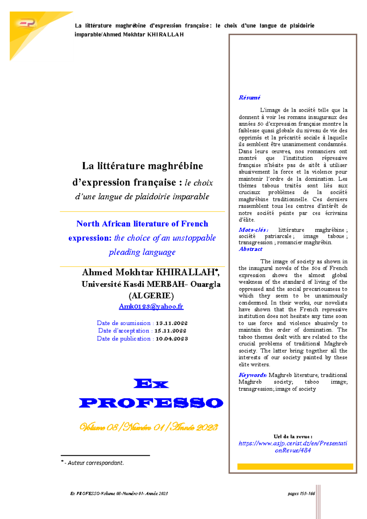 Littérature Maghrébine Française : Choix d'une Langue de Plaidoirie (FR ...