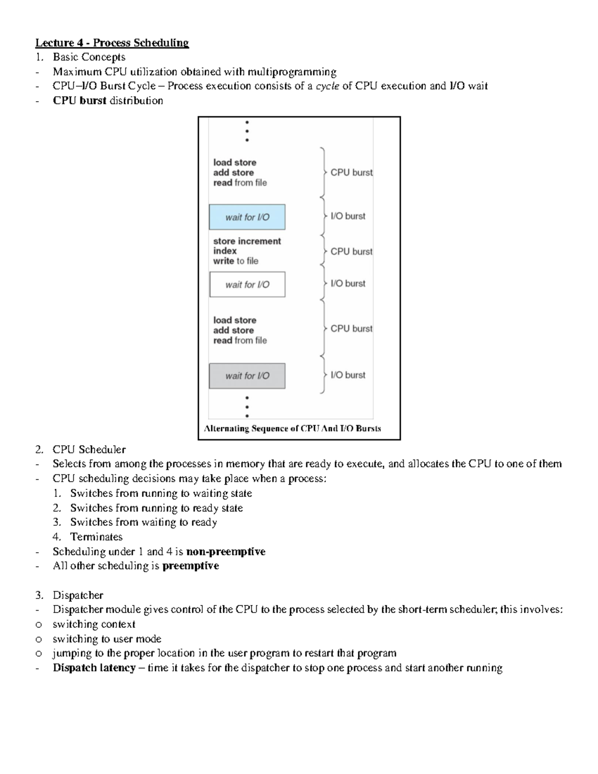 Lecture 4 - Process Scheduling - Basic Concepts Maximum CPU utilization obtained with - Studocu