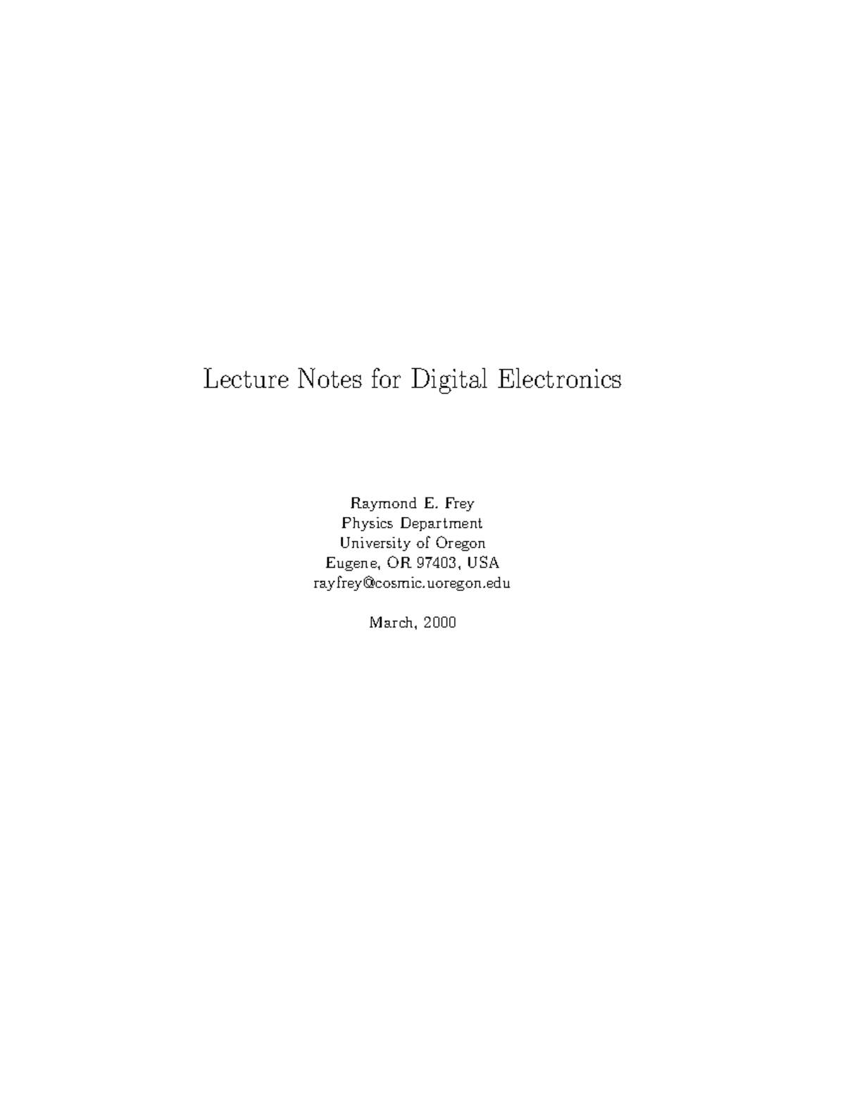 Digital Electronics Lecture Notes (PHYS 5) - Basic Concepts and Logic ...